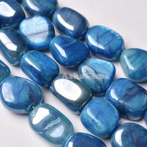 Beautiful Neon Blue Coated Moonstone Smooth Nugget Beads Blue Neon ...