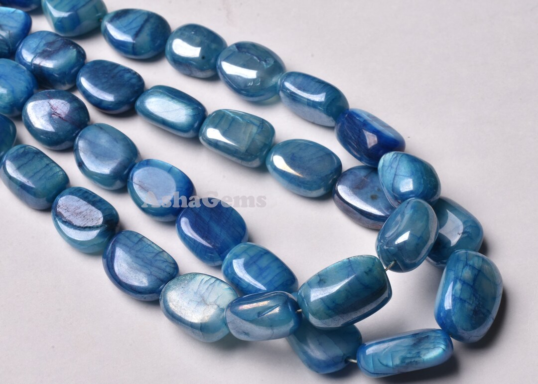 Beautiful Neon Blue Coated Moonstone Smooth Nugget Beads Blue Neon ...