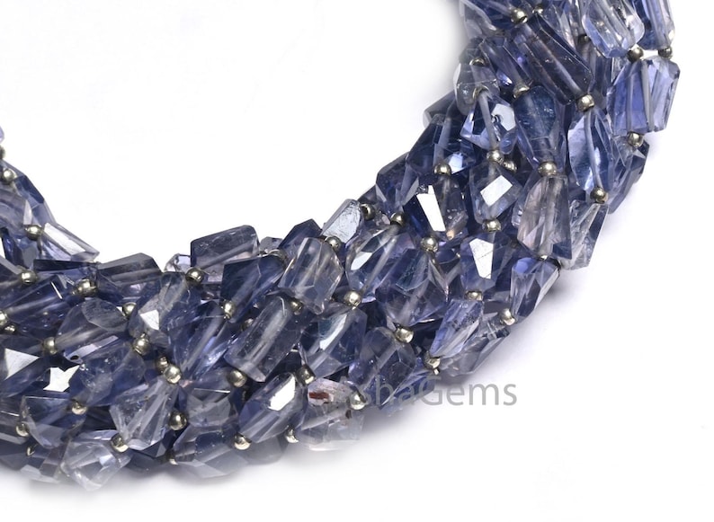 Natural Iolite Faceted Nuggets Shape Beads, AAA Blue Gemstone Indian ...