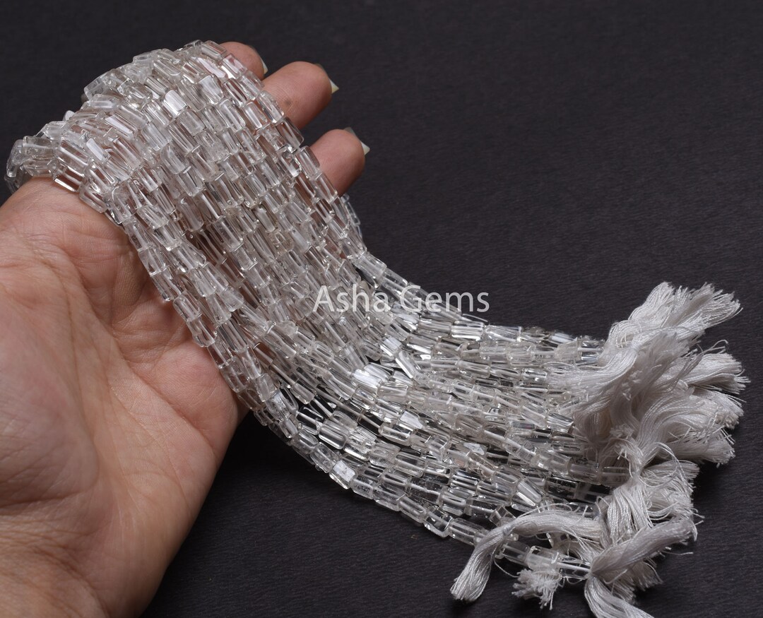 White Crystal Quartz Smooth Rectangle Gemstone Beads,15" Strand Natural ...