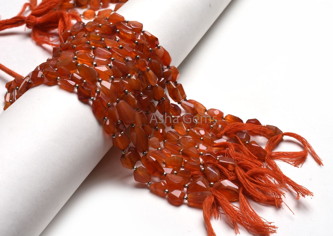 Beautiful Carnelian Nugget Shape Gemstone Faceted Beads, Red Orange ...