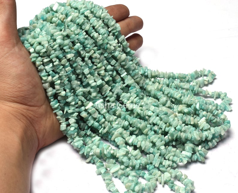 Natural Blue Amazonite Uncut Chip Beads34 Inch Strand - Etsy