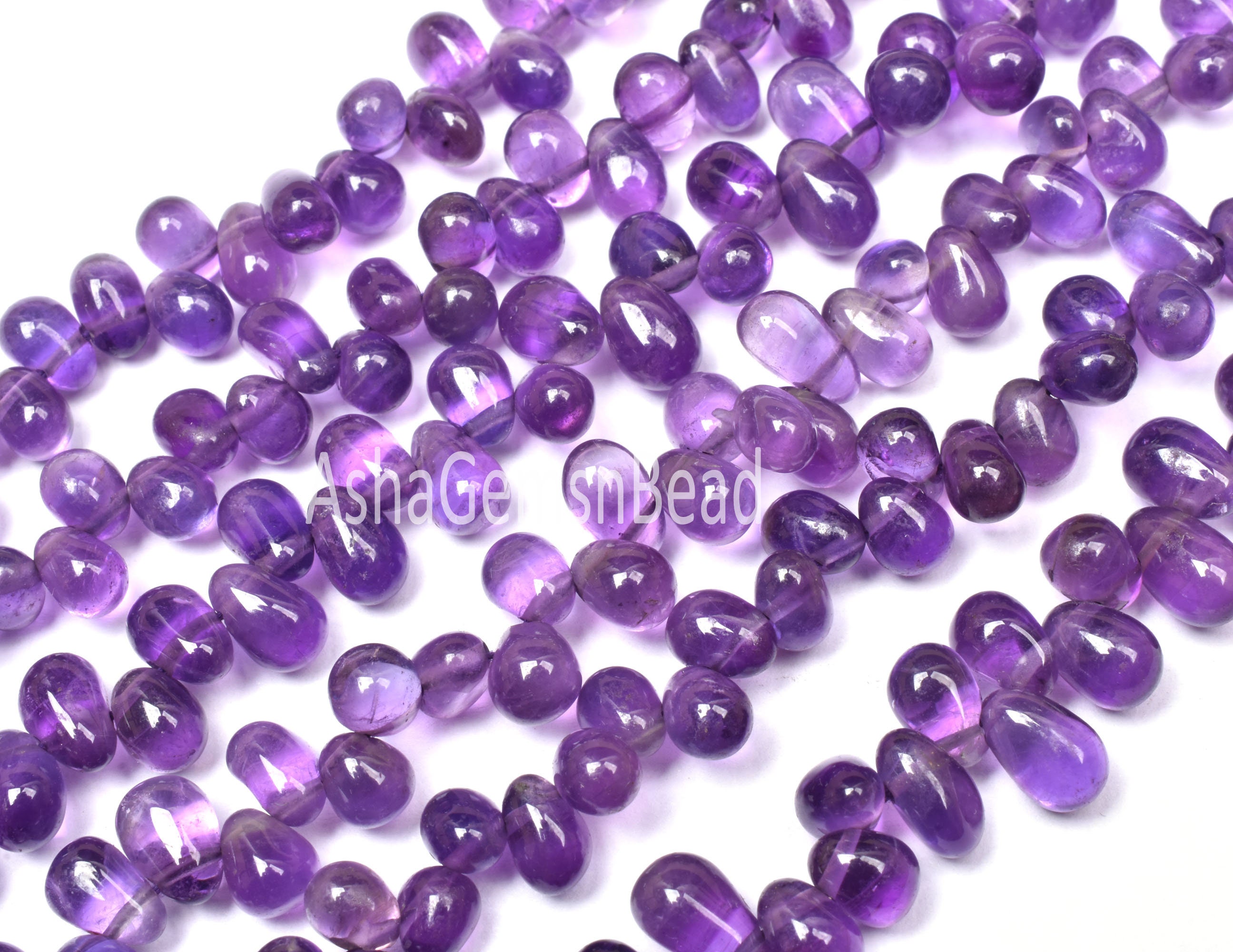 Natural Purple Amethyst Smooth Drops Shape Beads Gemstone13 - Etsy