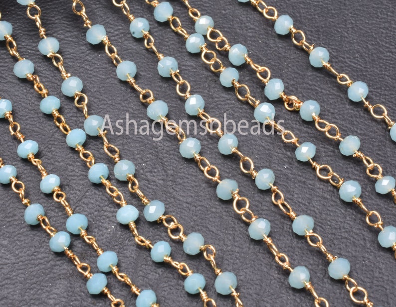 151050 Feet Chain Blue Milky Aqua Chalcedony Faceted - Etsy