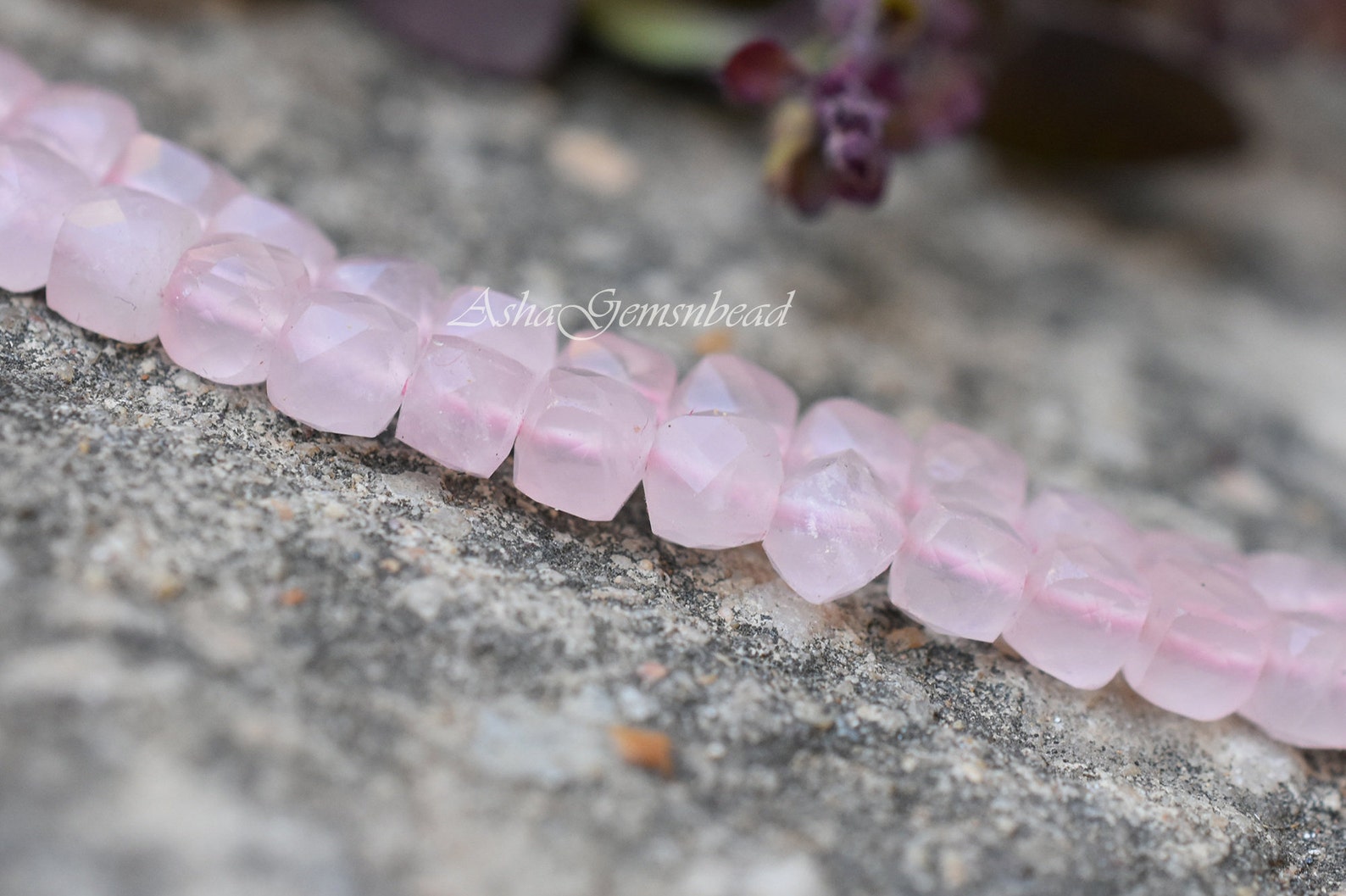 Beautiful Pink Rose Quartz Faceted 3D Cube Box Beads 13 | Etsy