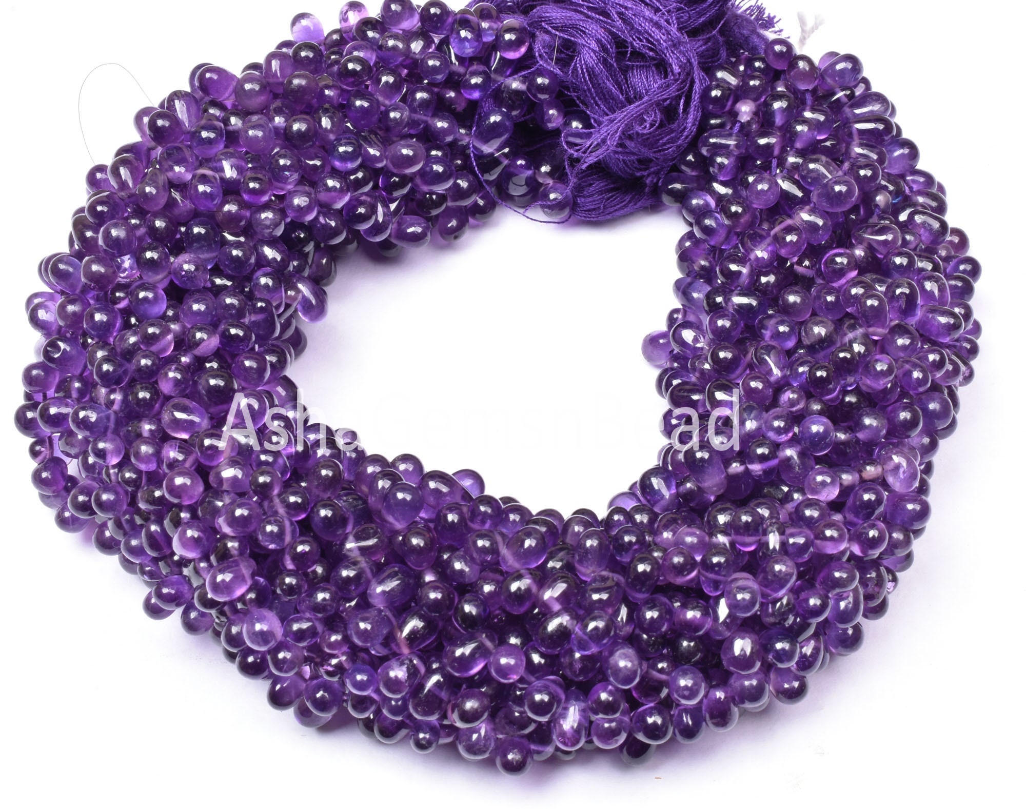 Natural Purple Amethyst Smooth Drops Shape Beads Gemstone13 - Etsy