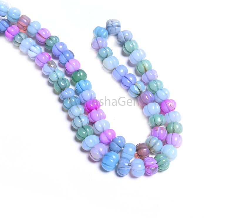 Multi Blue Pink Opal Carved Watermelon Beads, Mix Color Disco Gemstone ...