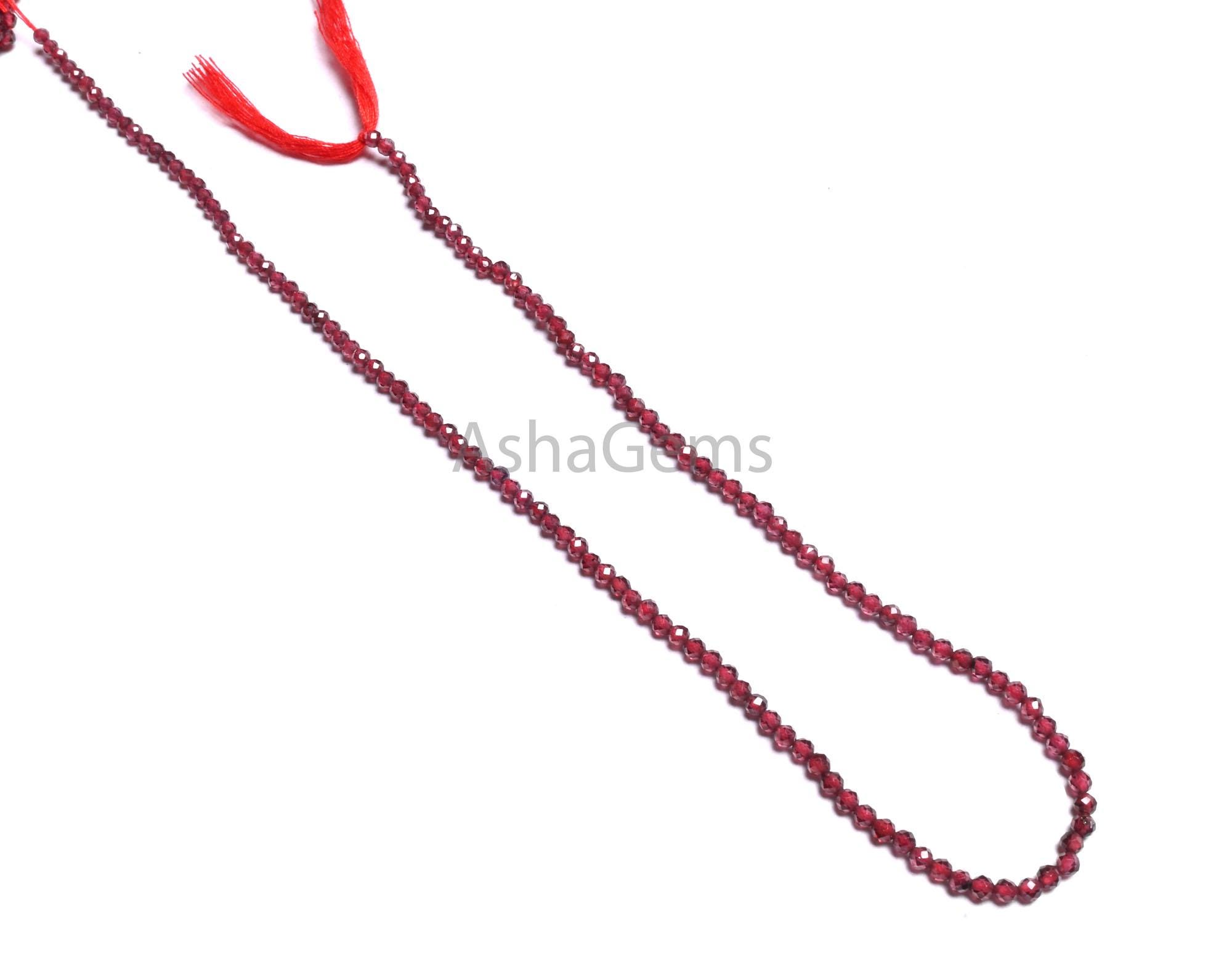 2.5 Mm AAA Garnet Micro Cut Gemstone Beads, Natural Red Garnet Faceted ...