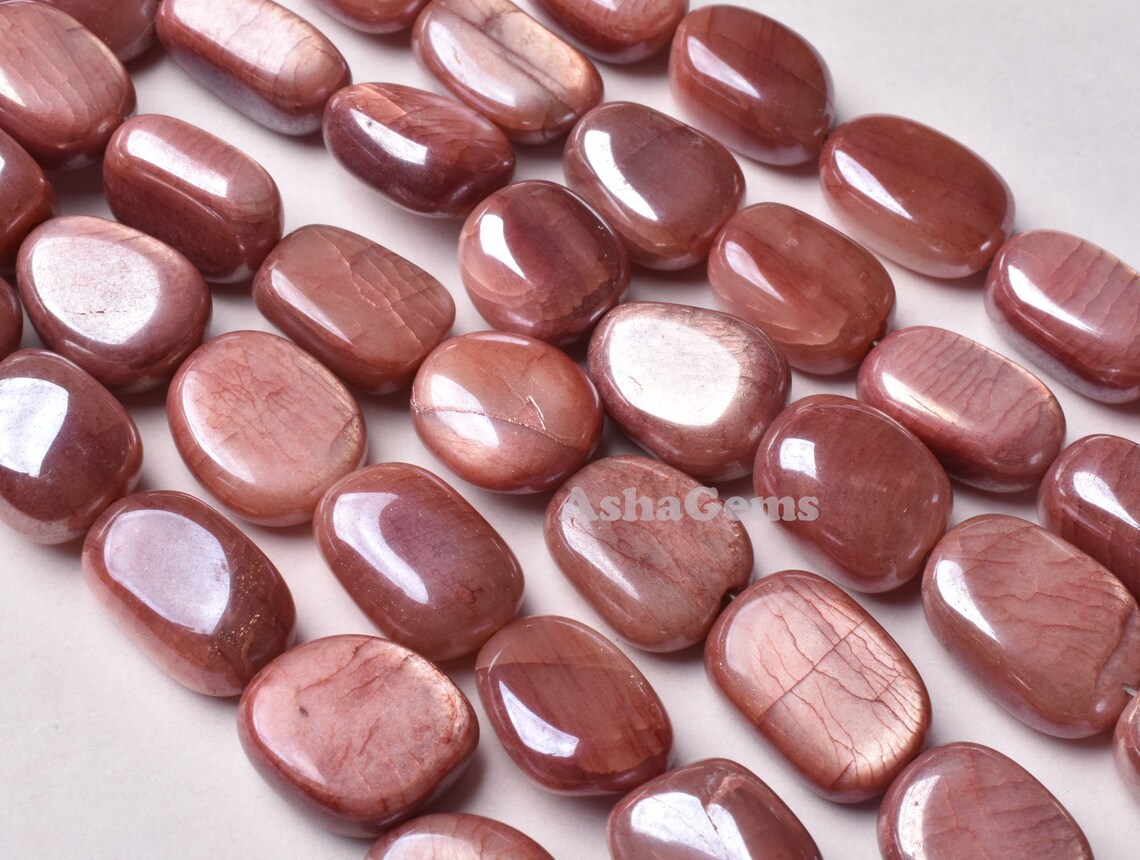 Beautiful Peach Coated Moonstone Smooth Nugget Beads Dark | Etsy