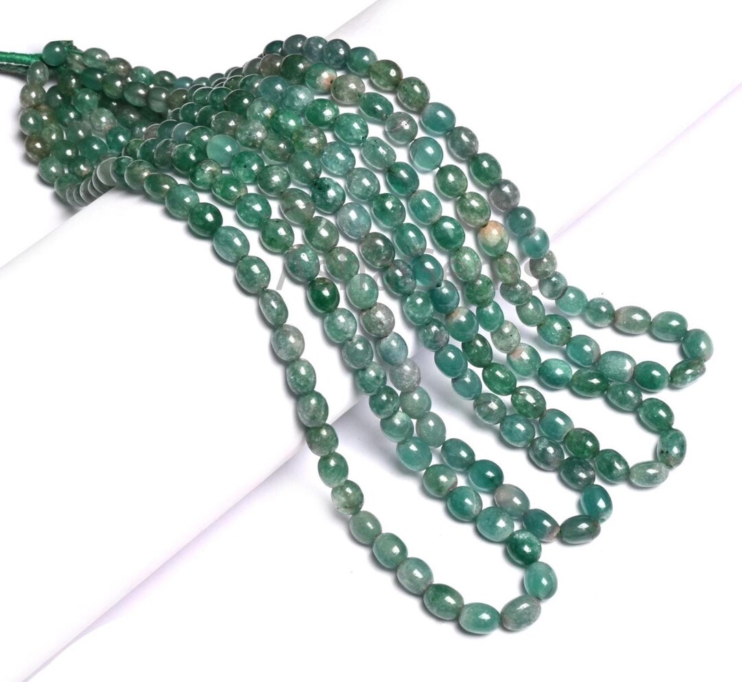 Green Aventurine Fancy Puff Oval Handmade Beads,6-8 Mm Smooth Gemstone ...