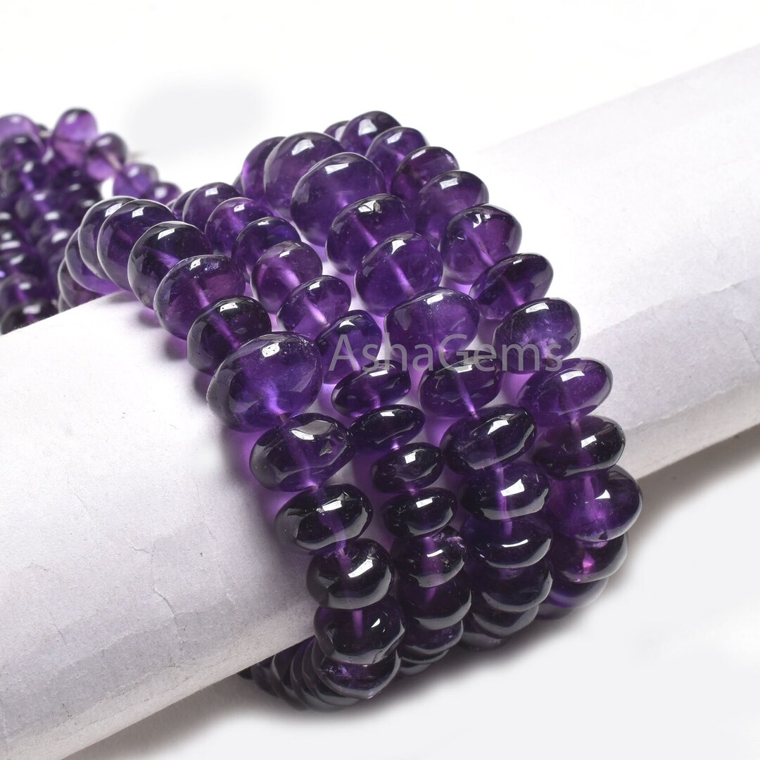 Beautiful Purple Amethyst Smooth Handmade Gemstone Beads, AAA Natural ...