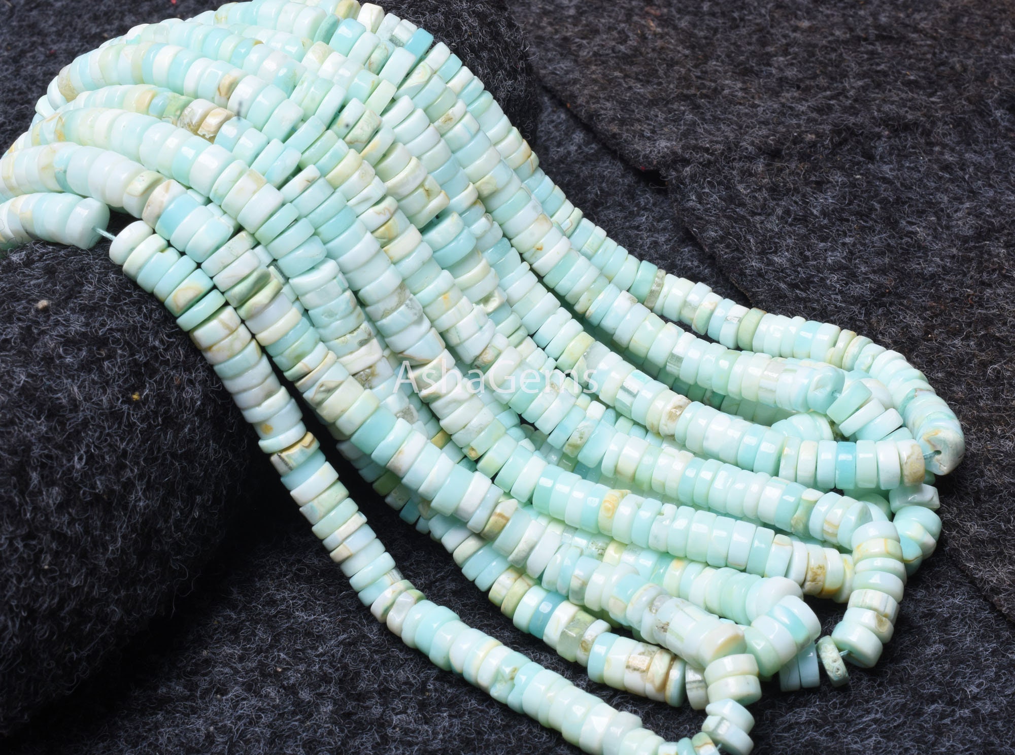 8 Mm Shaded Sky Blue Opal Smooth Tyre Beads8/16 Strand - Etsy