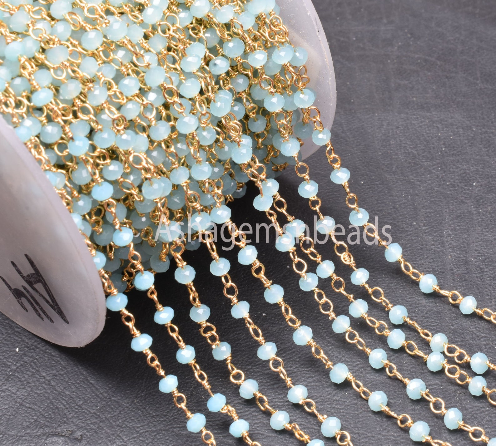 151050 Feet Chain Blue Milky Aqua Chalcedony Faceted - Etsy