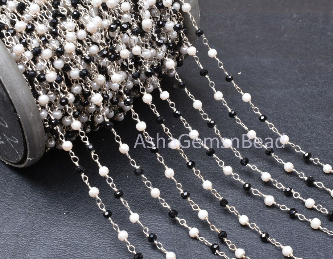 351050 Feet Chain Black Spinel Hydro Pearl Beads Rosary - Etsy