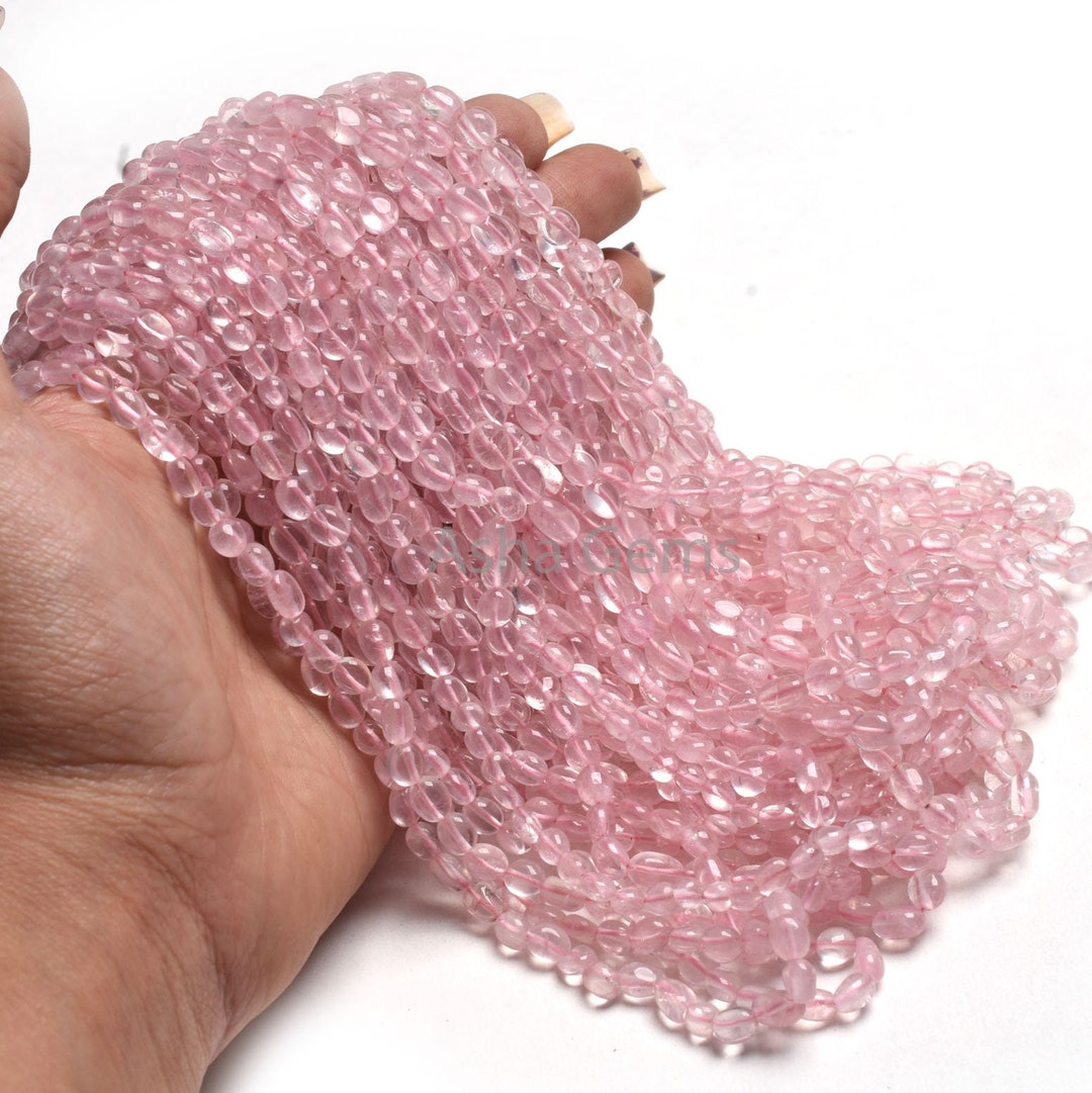 AAA Quality Rose Quartz Smooth Oval Gemstone Beads, Natural Pink Rose ...