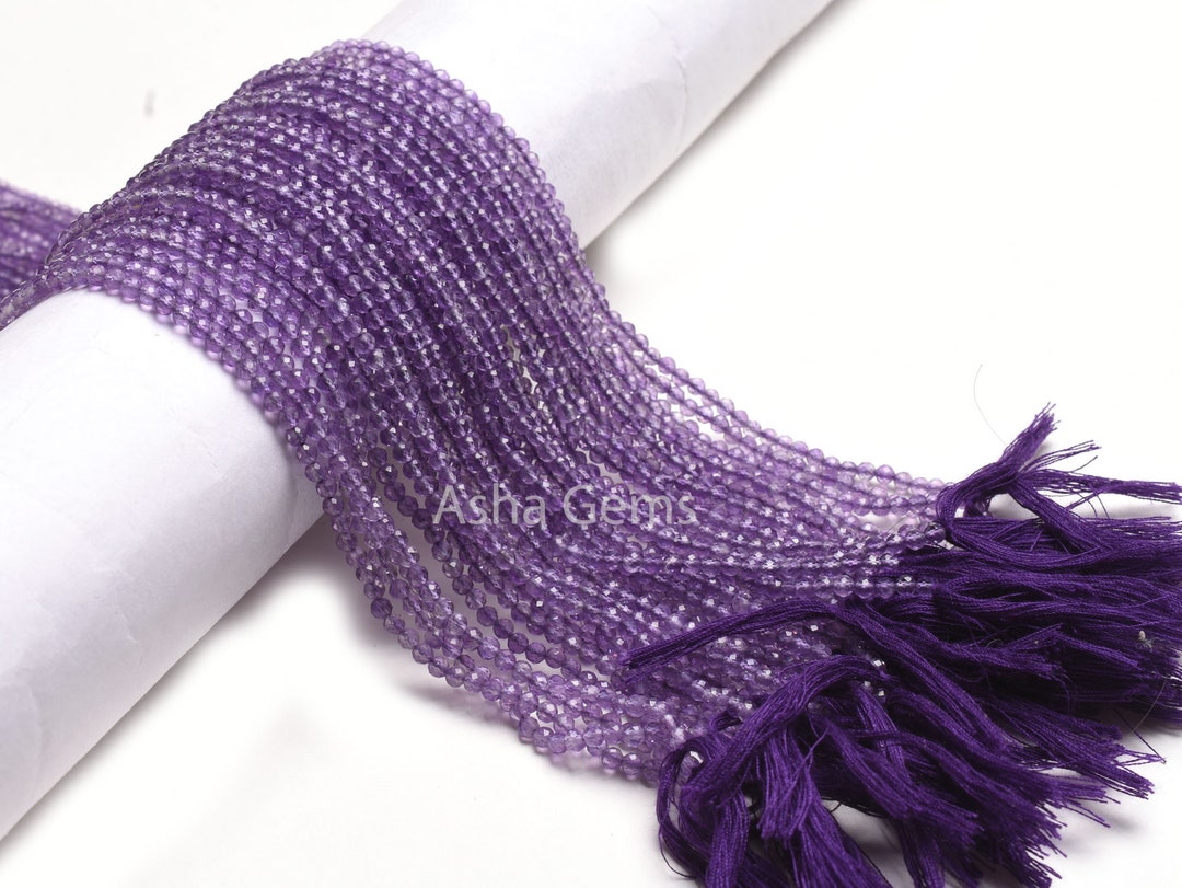 3.2 Mm Purple Amethyst Micro Cut Gemstone Beads, AAA Amethyst Beads ...