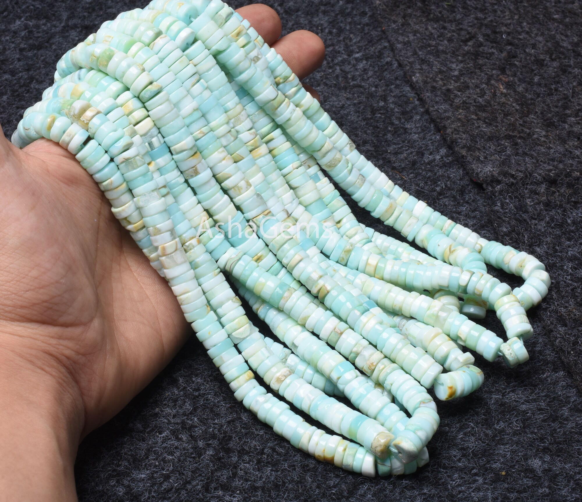 8 Mm Shaded Sky Blue Opal Smooth Tyre Beads8/16 Strand - Etsy
