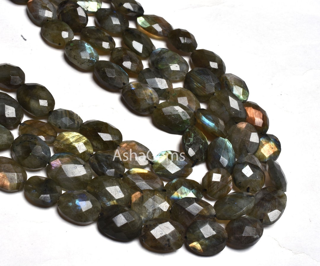 10 Inch Strand Labradorite Oval Beads Faceted, Black Rainbow Oval ...