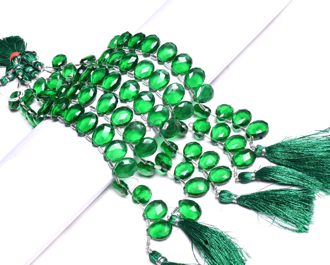 AAA Green Quartz Hydro Pear Faceted Beads,12-16 Mm Emerald Color Hydro ...