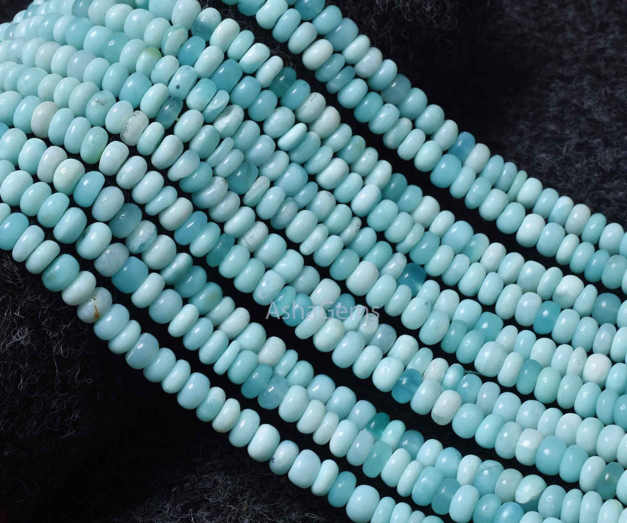 Beautiful Blue Peru Opal Rondelle Shape Smooth - Etsy