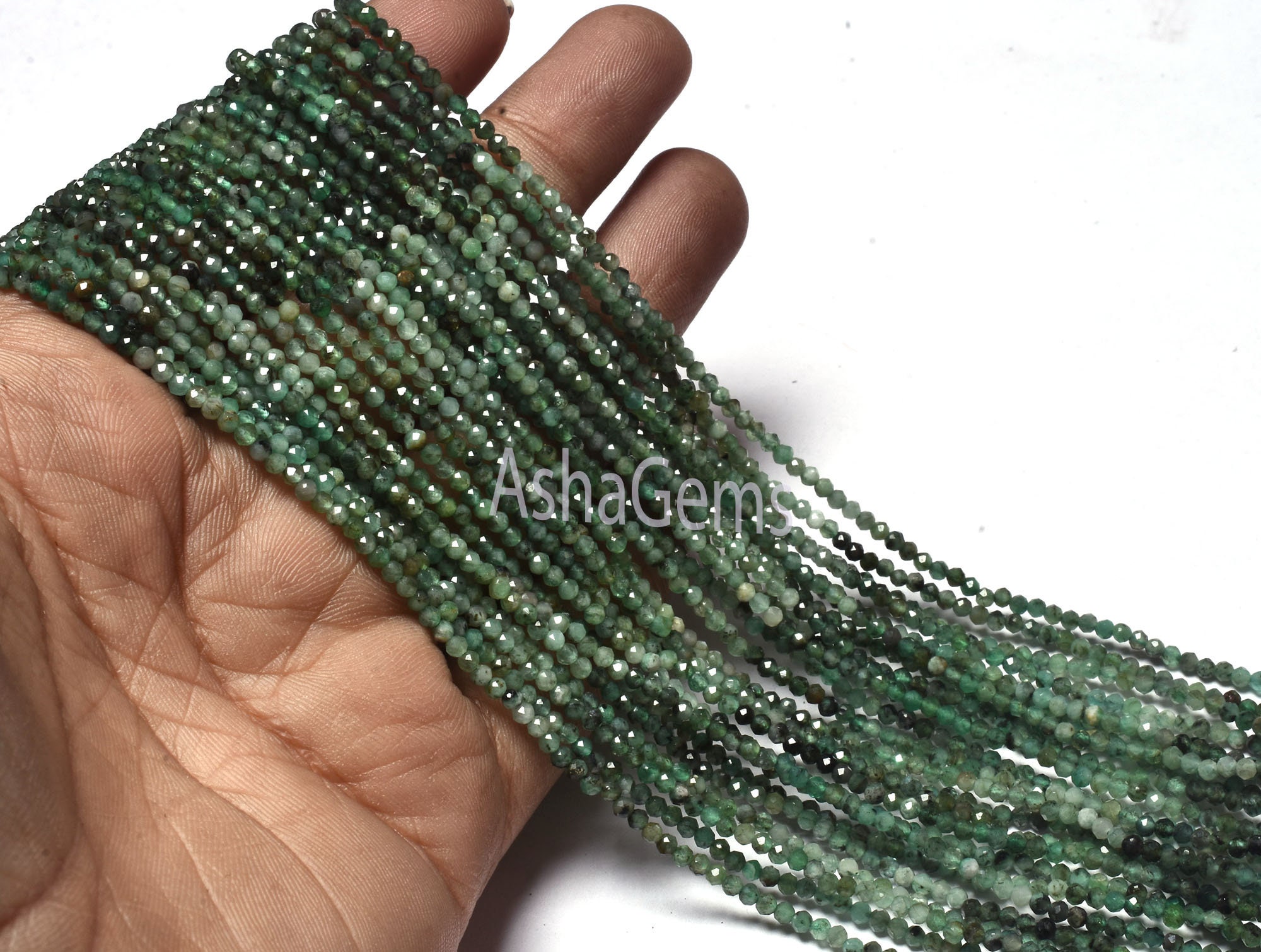 13 Strand Beautiful Natural Emerald Shaded 2 Mm Micro - Etsy