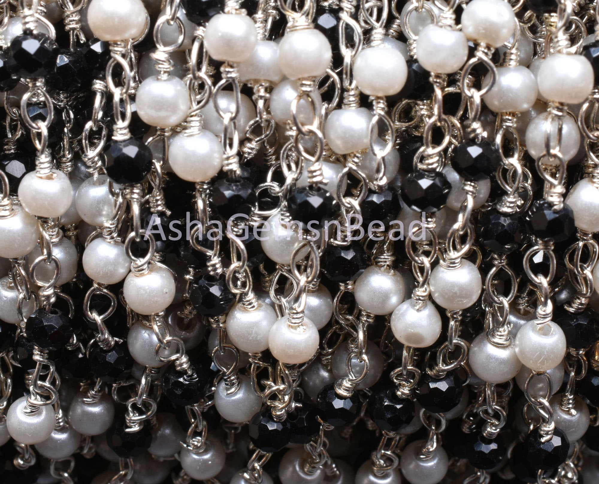 351050 Feet Chain Black Spinel Hydro Pearl Beads Rosary | Etsy