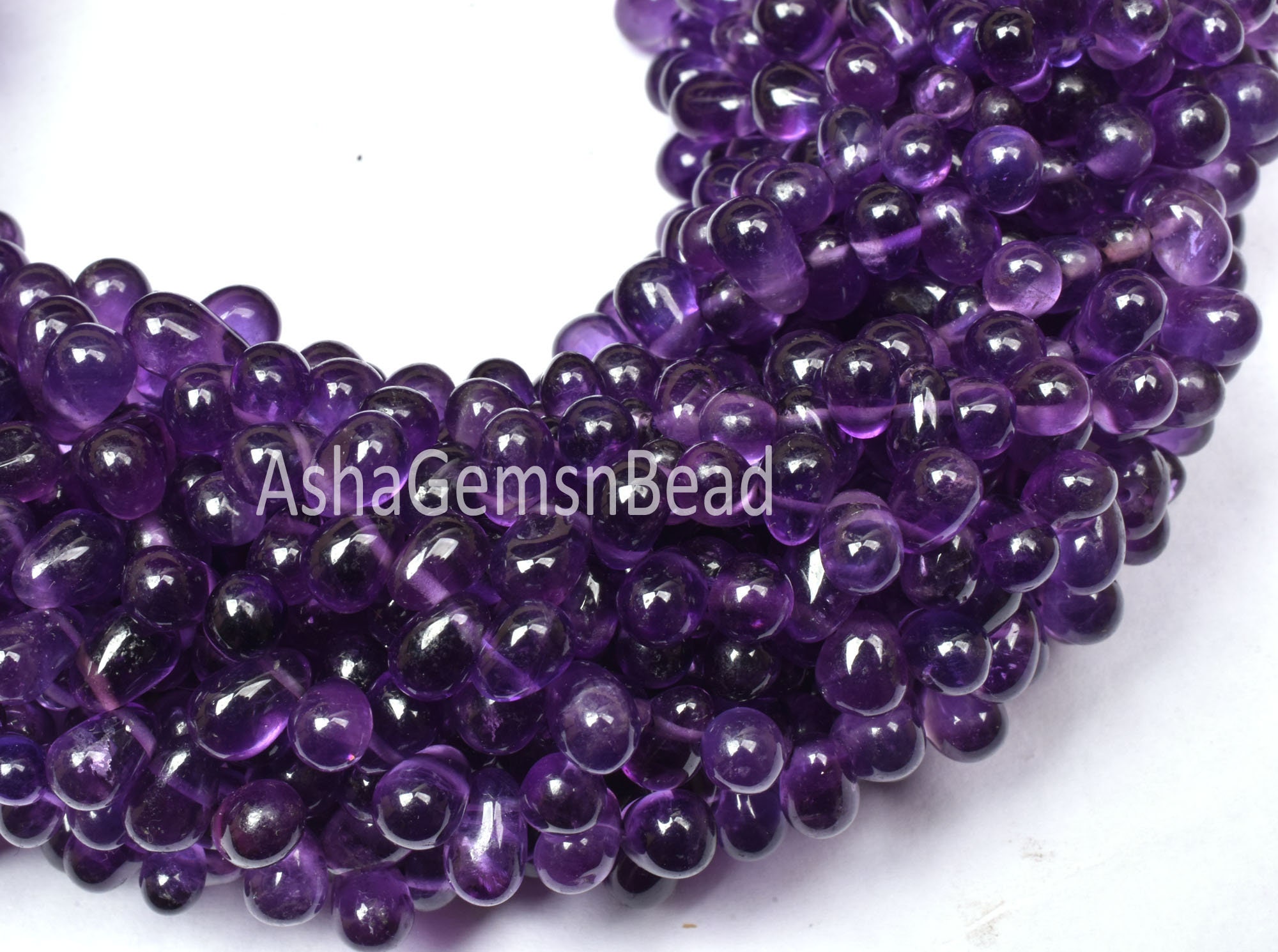 Natural Purple Amethyst Smooth Drop Shape Beads, Gemstone Side Drill ...