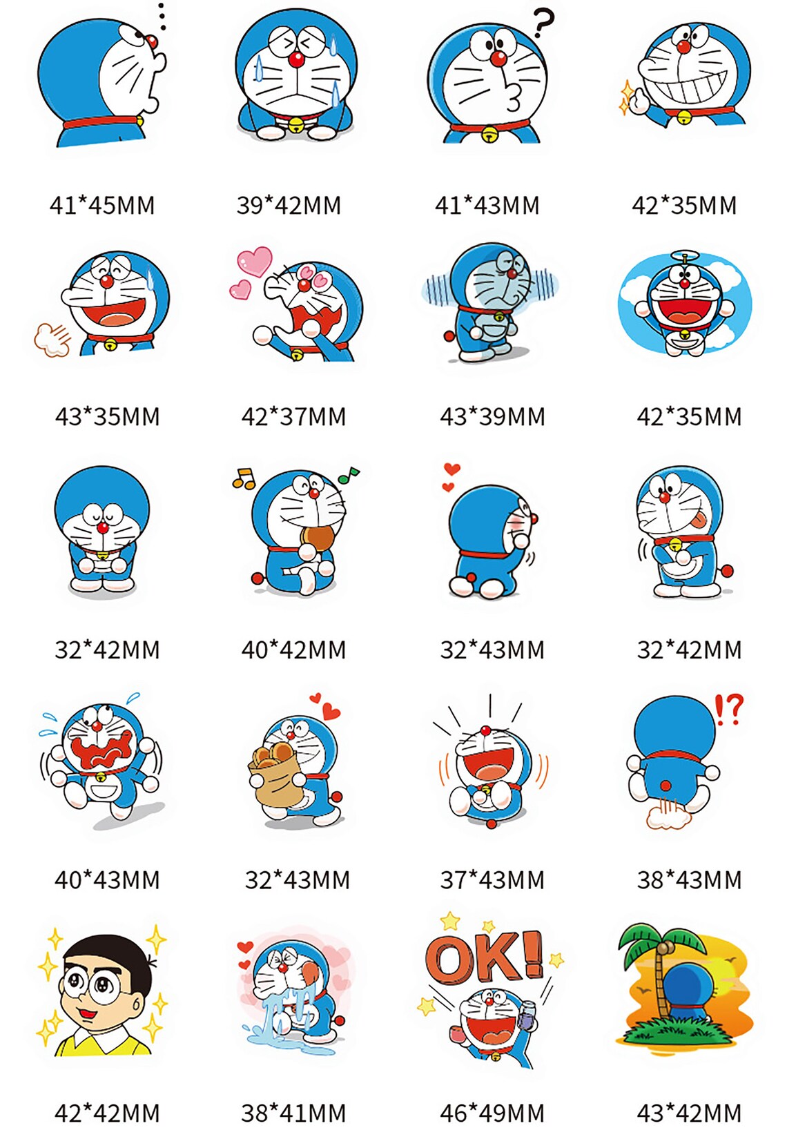 40pcs Doraemon Stickers set Hand Account Stickers Planner | Etsy