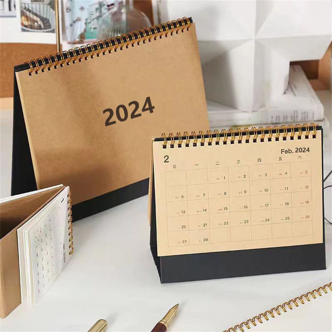 2024 Minimalist Desk Calendar Gold-plated Desk Calendar - Etsy