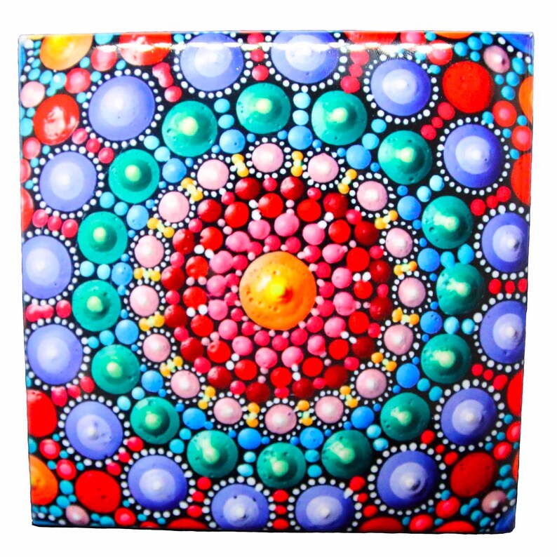 Ceramic Tile Mandala Art, Mexican Art Coaster, House Wall Decor ...