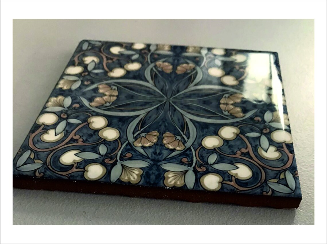 Ceramic Tile Art Nouveau Blue Flower / Aesthetic Ceramic Tile / New ...