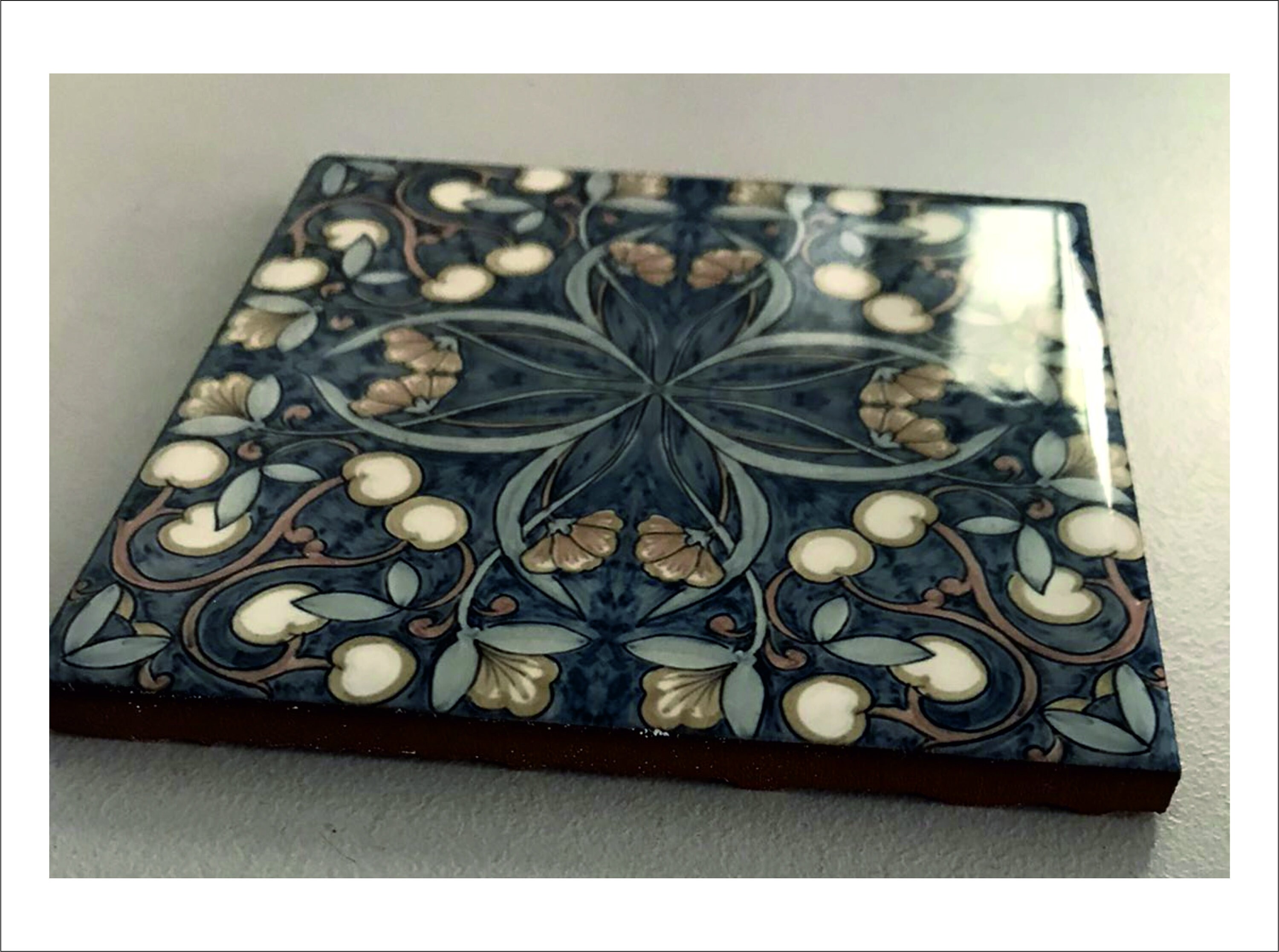 Ceramic Tile Art Nouveau Blue Flower / Aesthetic Ceramic Tile / New ...