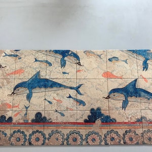 Ceramic Tiles Mural Minoan Dolphins Mural 18 Tiles 15/15 Cm (0.9m/ 0.45m) - Etsy