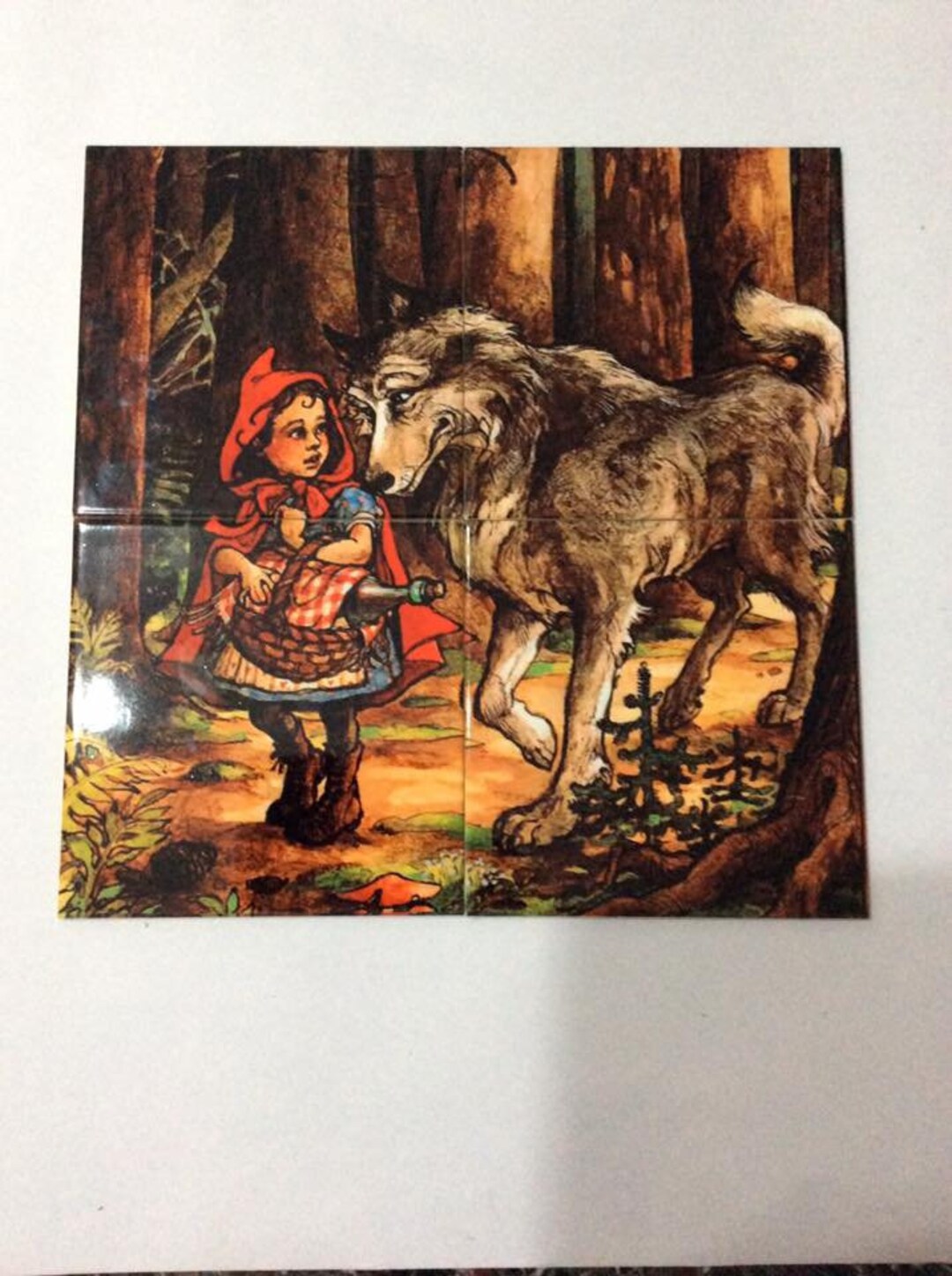 Little Red Hat and the Wolf Mural Ceramic Tiles, Set of 4 Tiles , Story ...