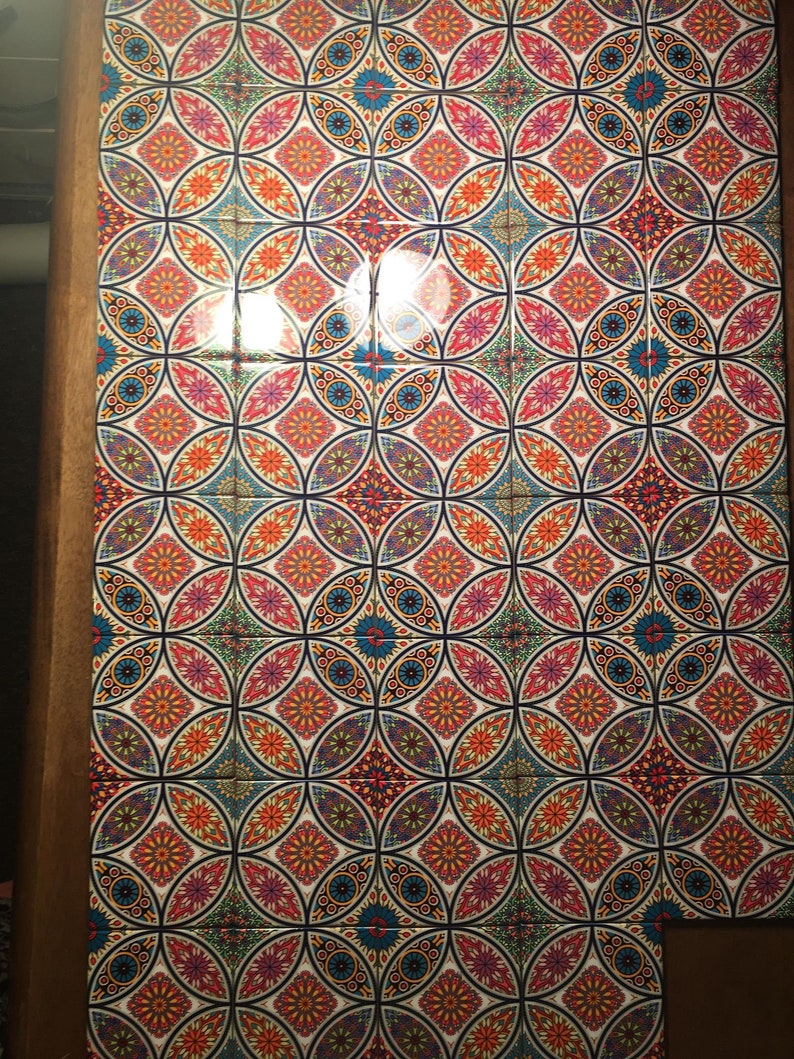 Wall Ceramic Tile Mandala Art, Geometric Pattern Tile, Flower Ceramic ...