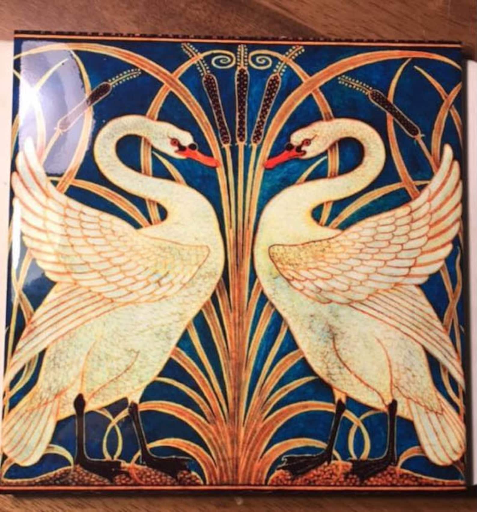 Ceramic Tile Walter Crane Swans Theme / Art Nouveau Ceramic Tile / Swan ...