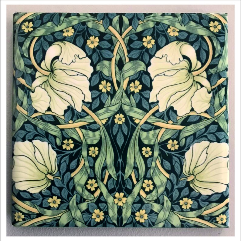 Ceramic Tile Blue Art Nouveau Flower, Flower Tapestry Ceramic Tile ...