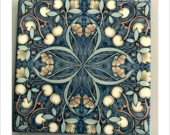 Ceramic Tile Art Nouveau Blue Flower / Aesthetic Ceramic Tile / New ...