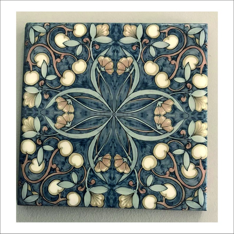 Ceramic Tile Art Nouveau Blue Flower / Aesthetic Ceramic Tile / New ...