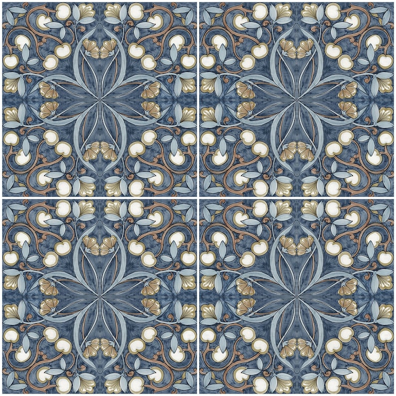 Ceramic Tile Art Nouveau Blue Flower / Aesthetic Ceramic Tile / New ...
