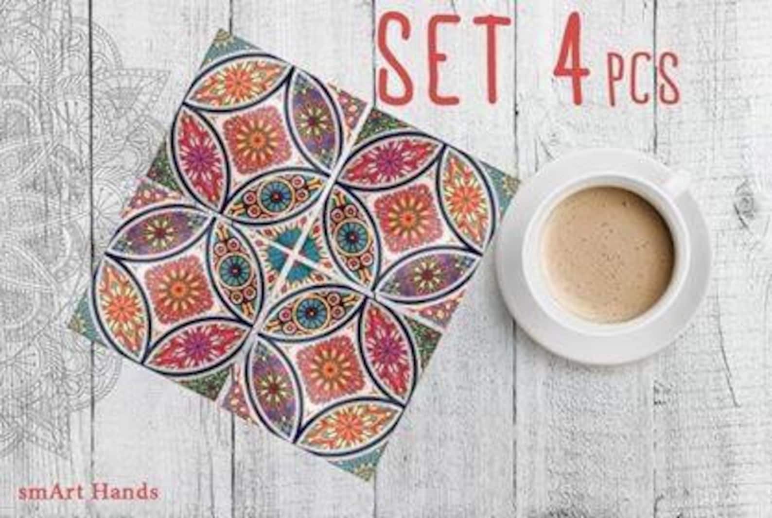 Ceramic Tile Mandala Art, Geometric Pattern Tile, Home Ceramic Tiles ...