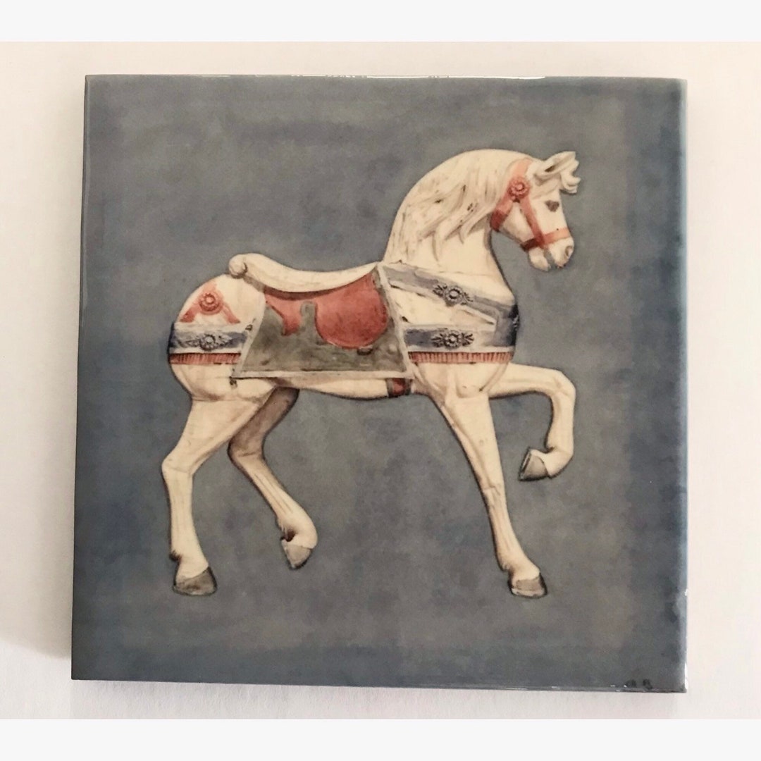 Ceramic Tile Horse Colorful Art Print Play Horse - Etsy
