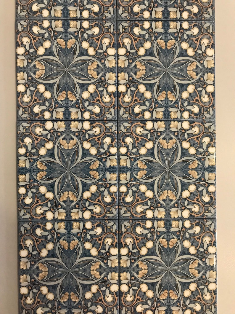 Ceramic Tile Art Nouveau Blue Flower / Aesthetic Ceramic Tile - Etsy
