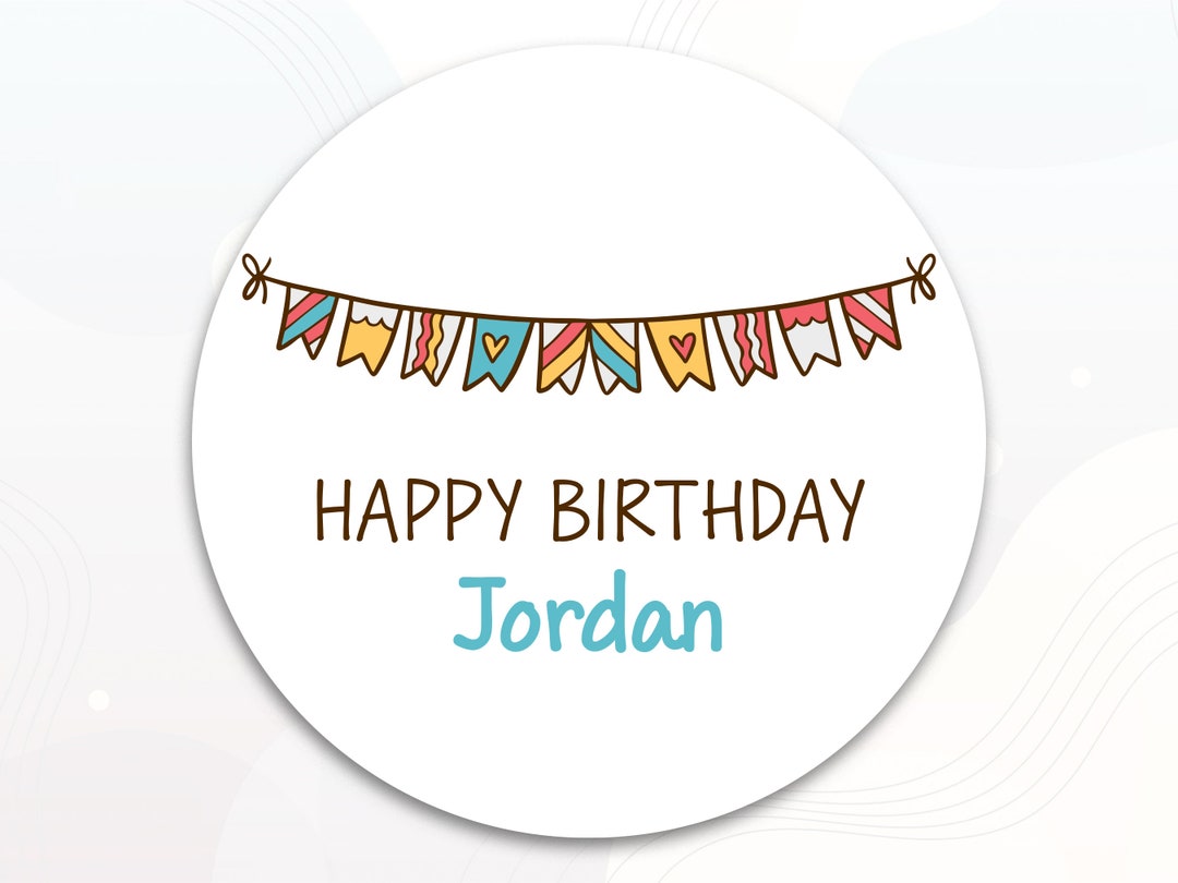 Personalized Birthday Sticker, Kids Birthday Favor Sticker, Birthday ...