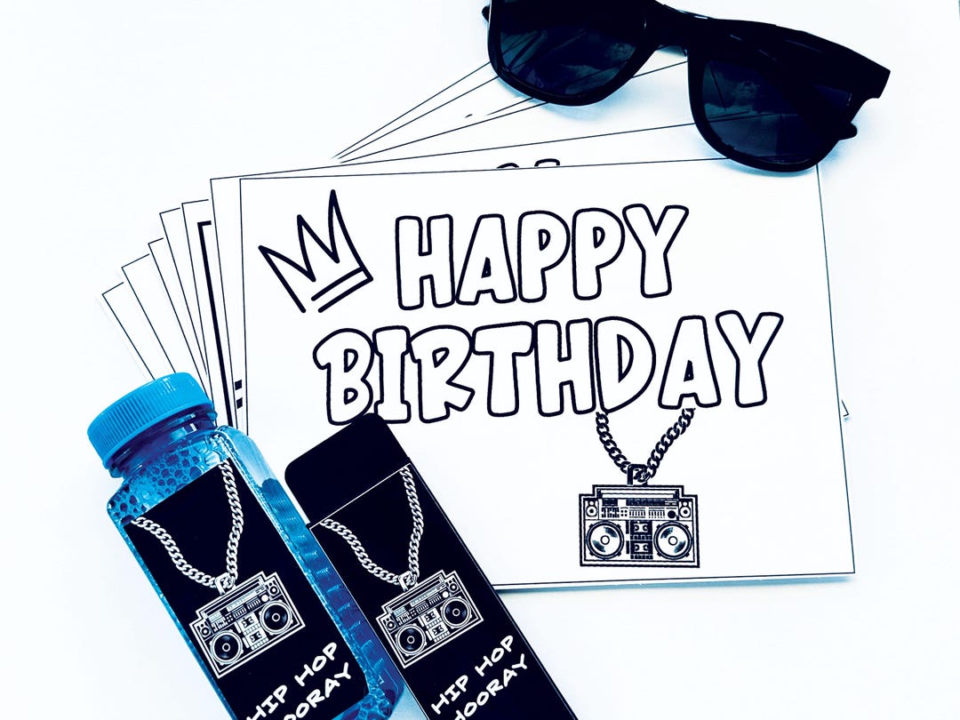 Hip Hop Birthday Party Favors, Kids Party Favor Bags, Hip Hop Coloring ...