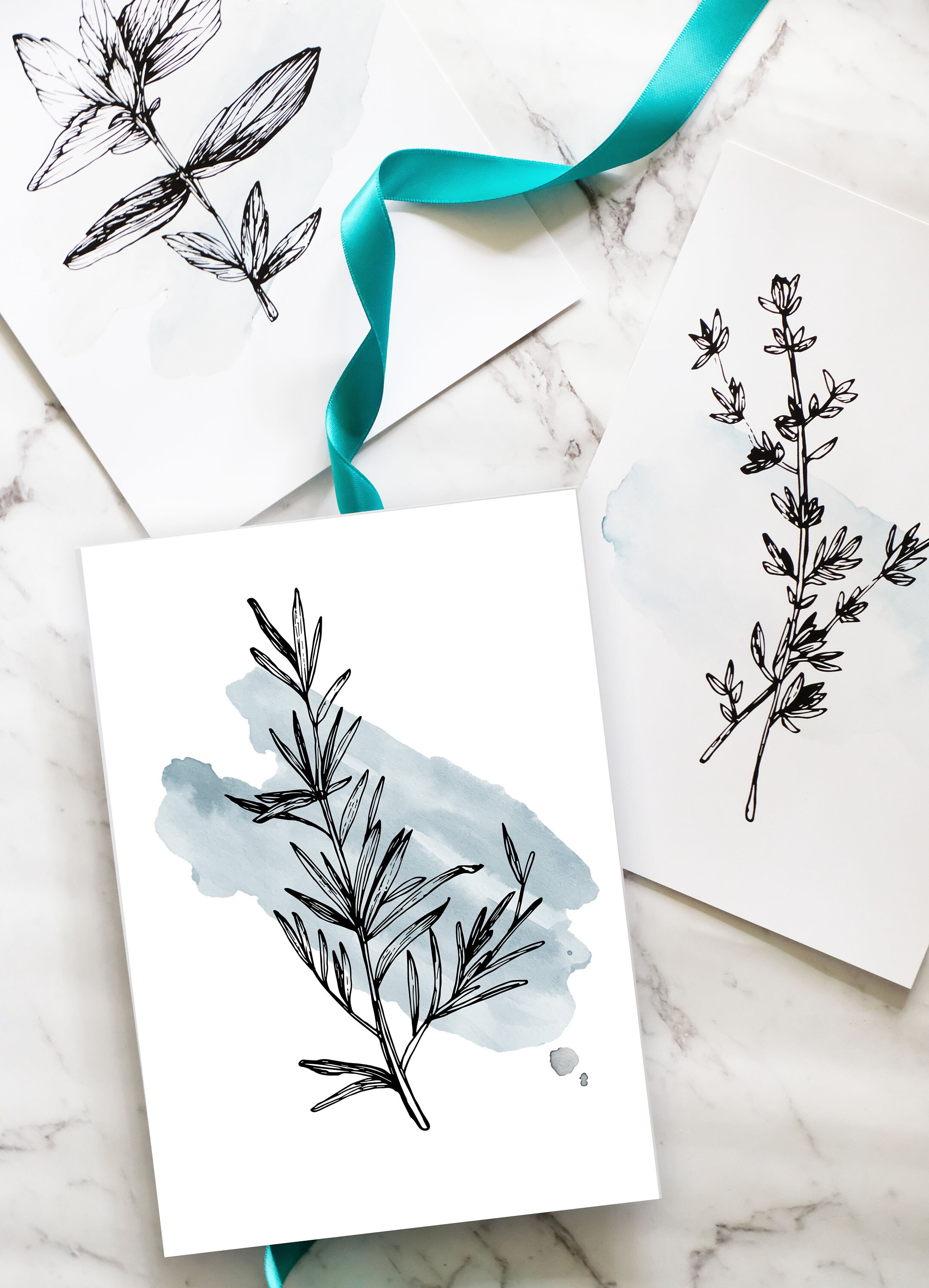Rosemary Print Watercolour and Fine Line Botanical Print - Etsy