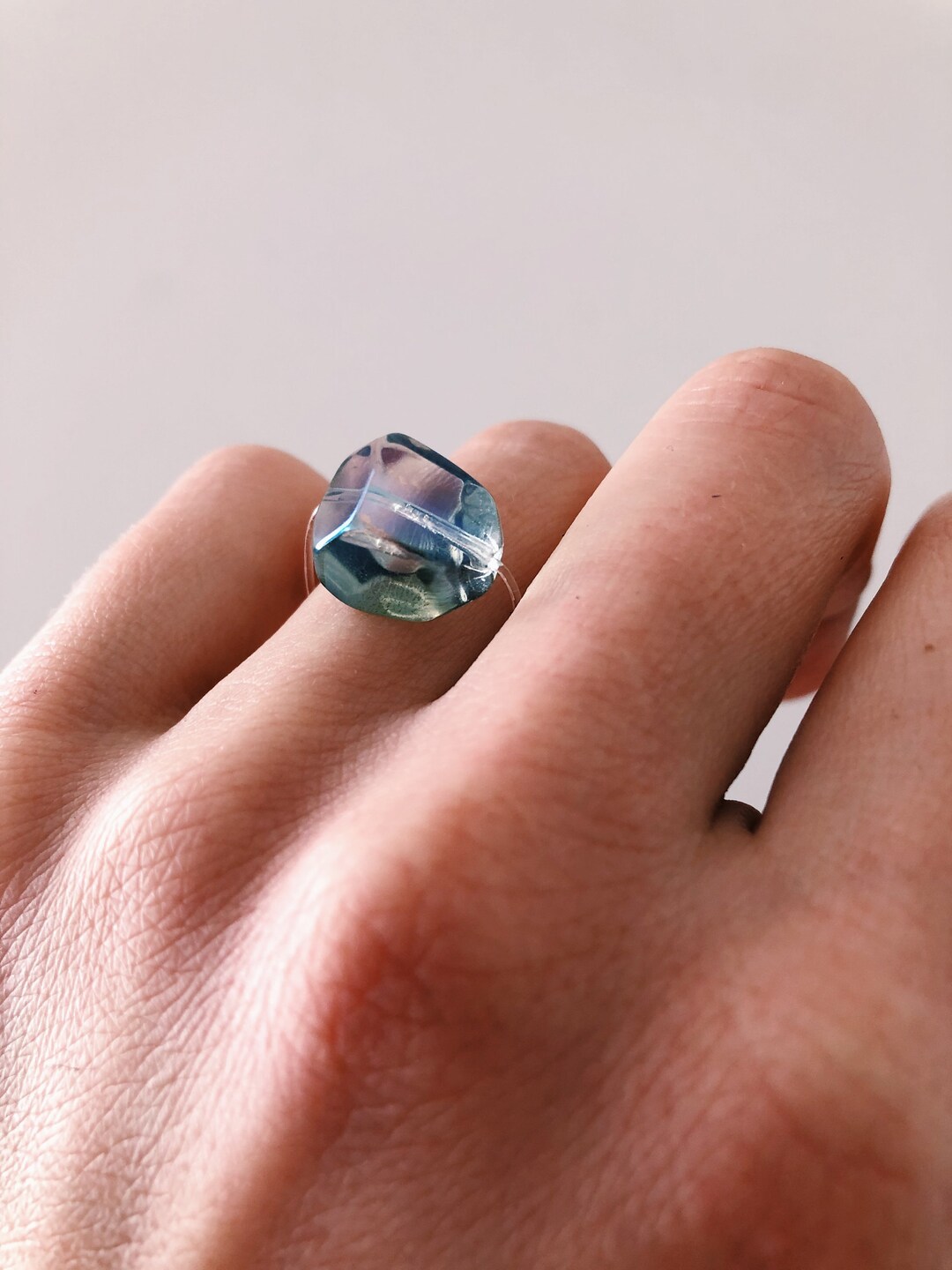 Blue Glass Ring, Floating Ring, Glass Ring, Illusion Glass Ring ...