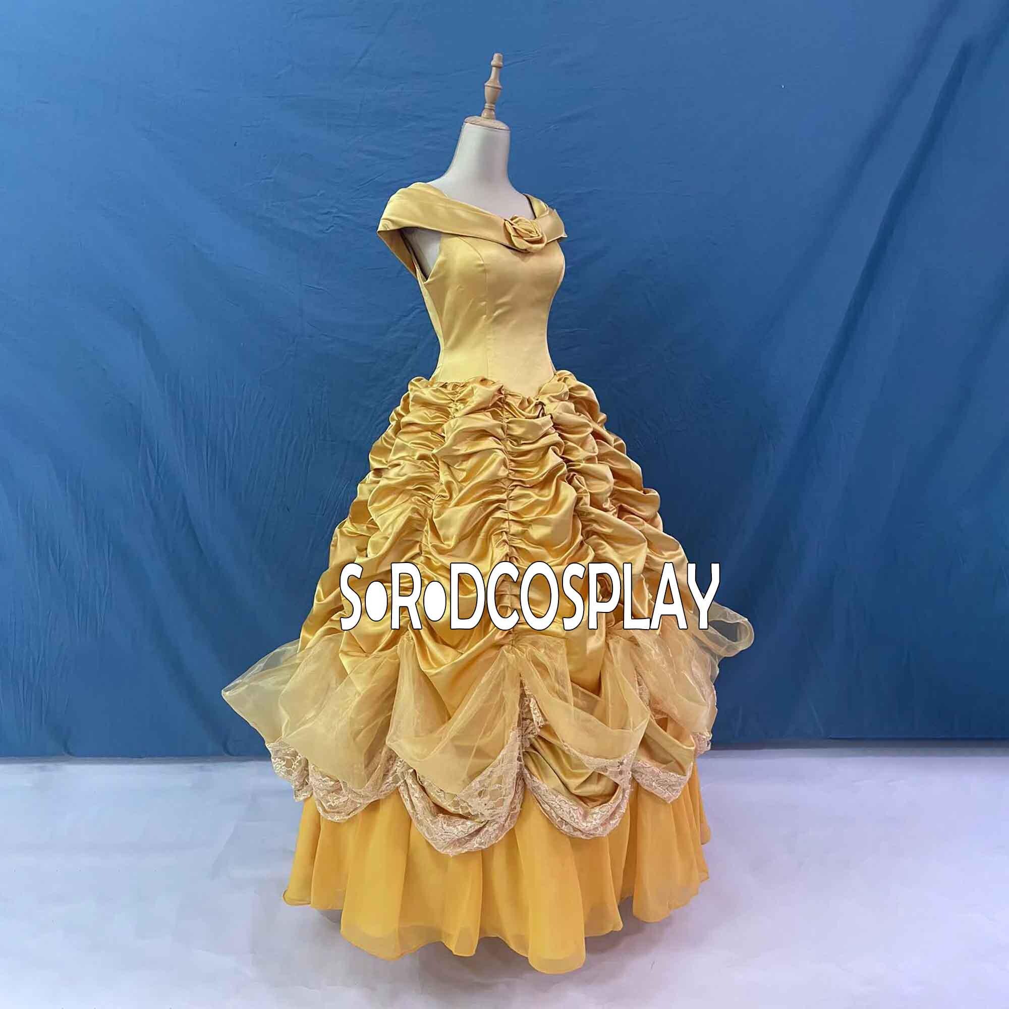 Princess Belle Dress Woman Beauty and the Beast Belle Dress Cloak ...