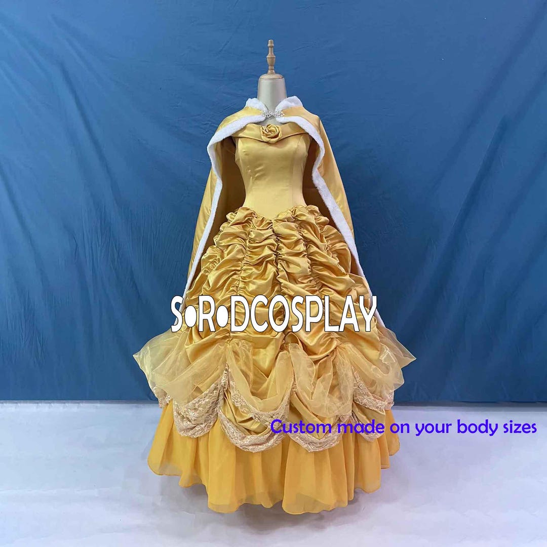 Princess Belle Dress Woman Beauty and the Beast Belle Dress Cloak ...
