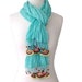 Cotton Scarf With Turkish Oya, Oversized Lightweight Turquoise Summer ...